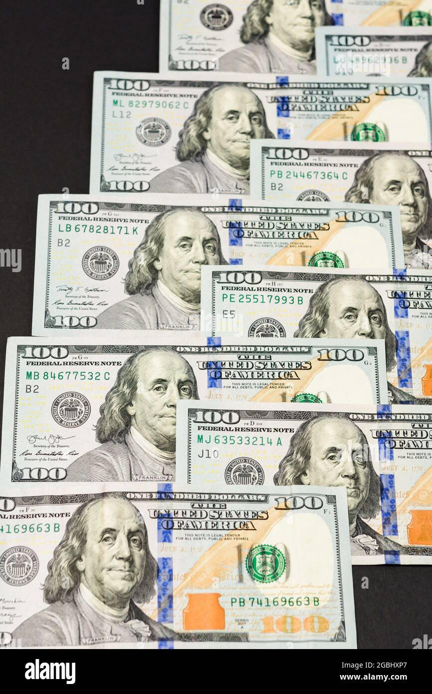 Dollar texture of 100, Benjamin Franklin and American cash. new Stock ...