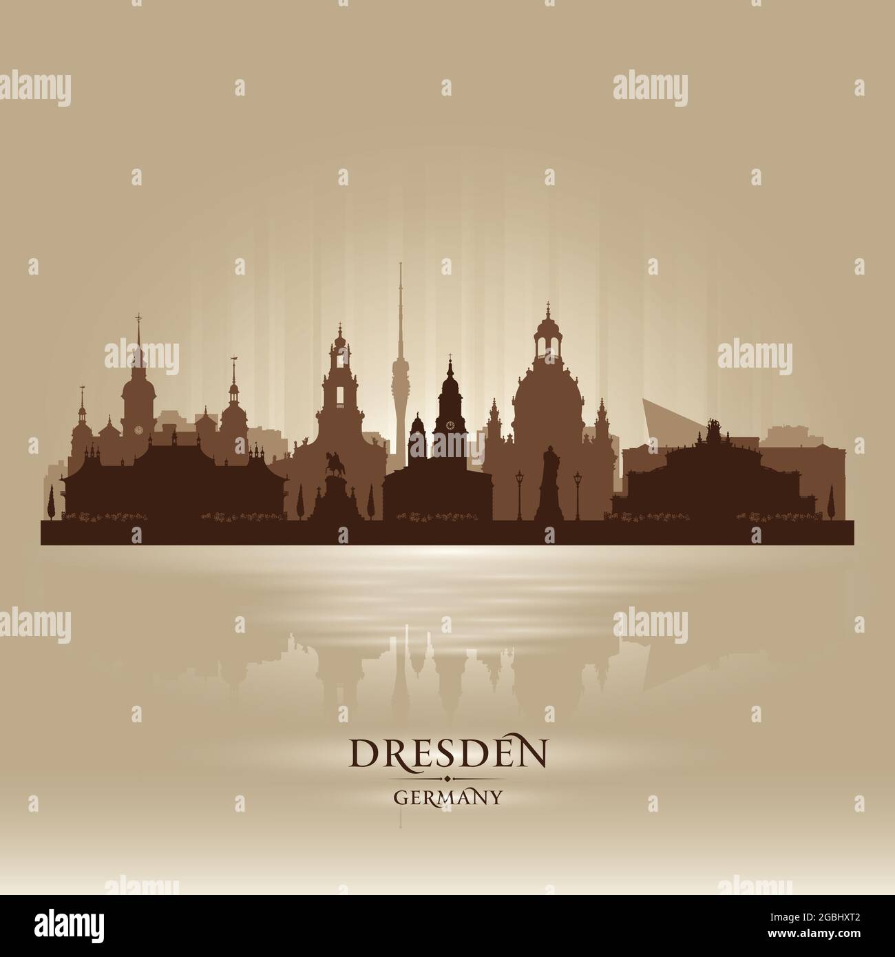 Dresden Germany city skyline vector silhouette illustration Stock ...