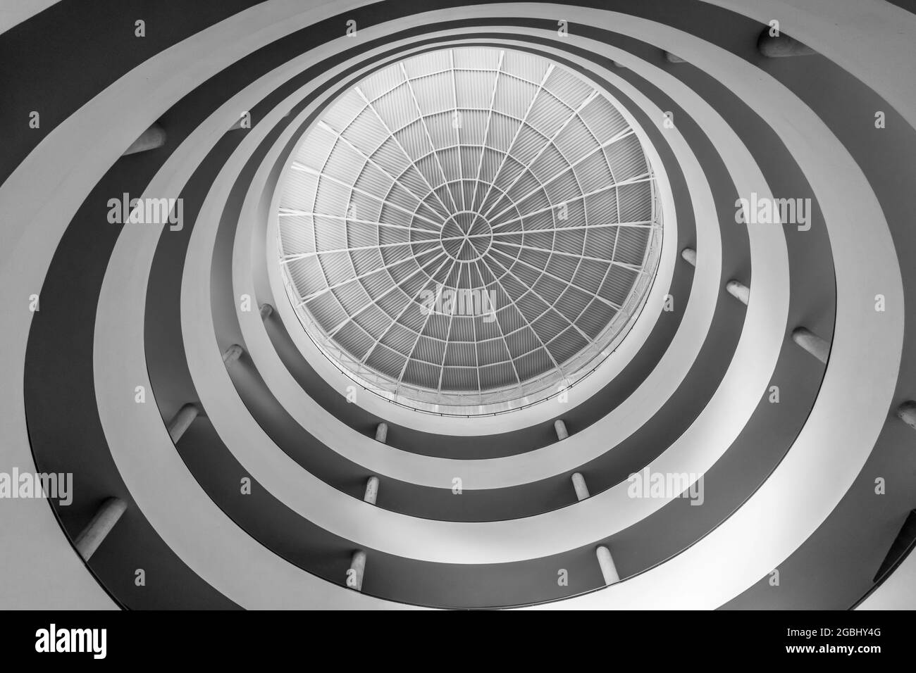 Perspective of the roof of a building with circular shapes Stock Photo ...