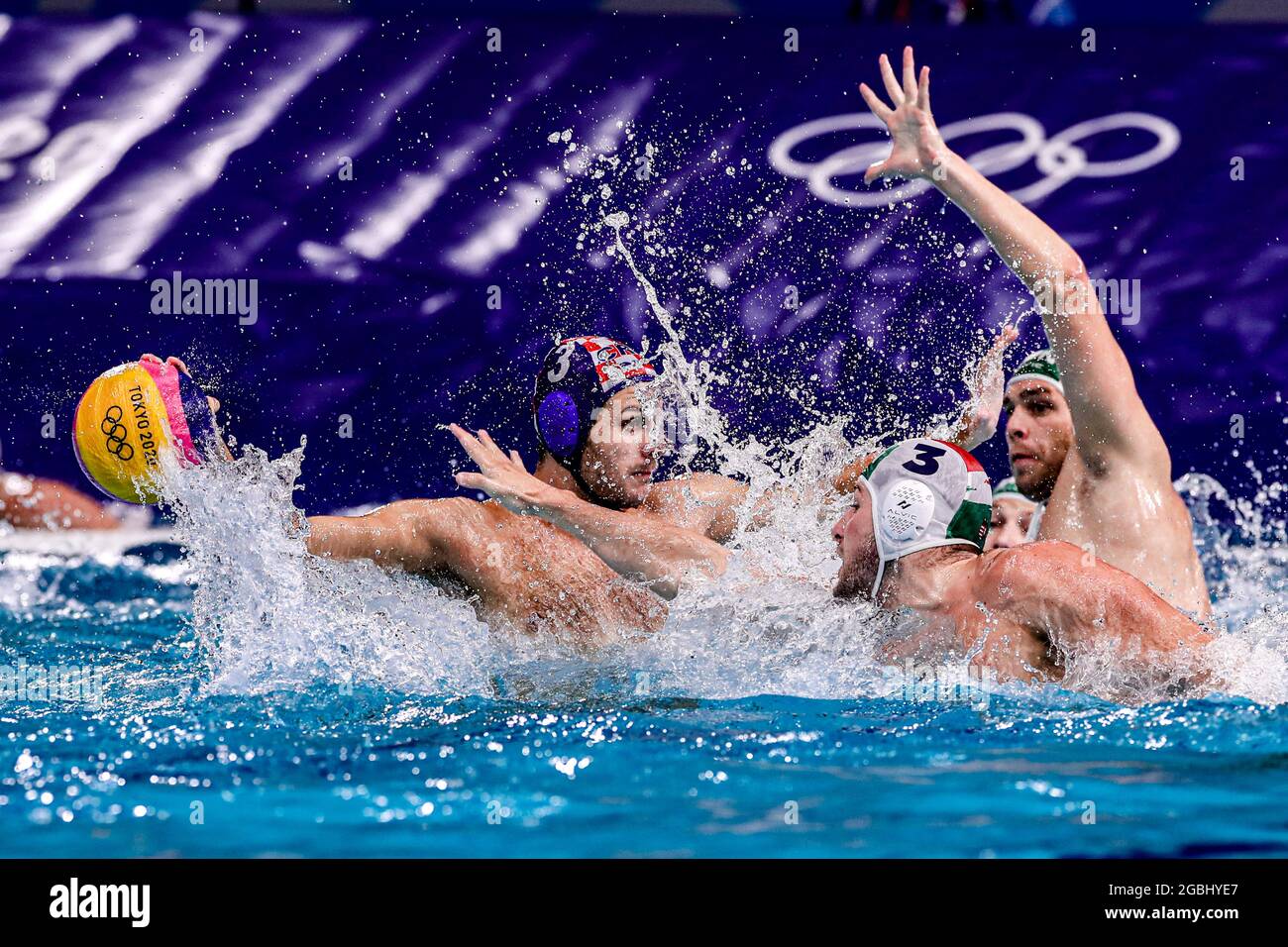 TOKYO, JAPAN - AUGUST 4: Loren Fatovic of Croatia, Krisztian Manhercz ...