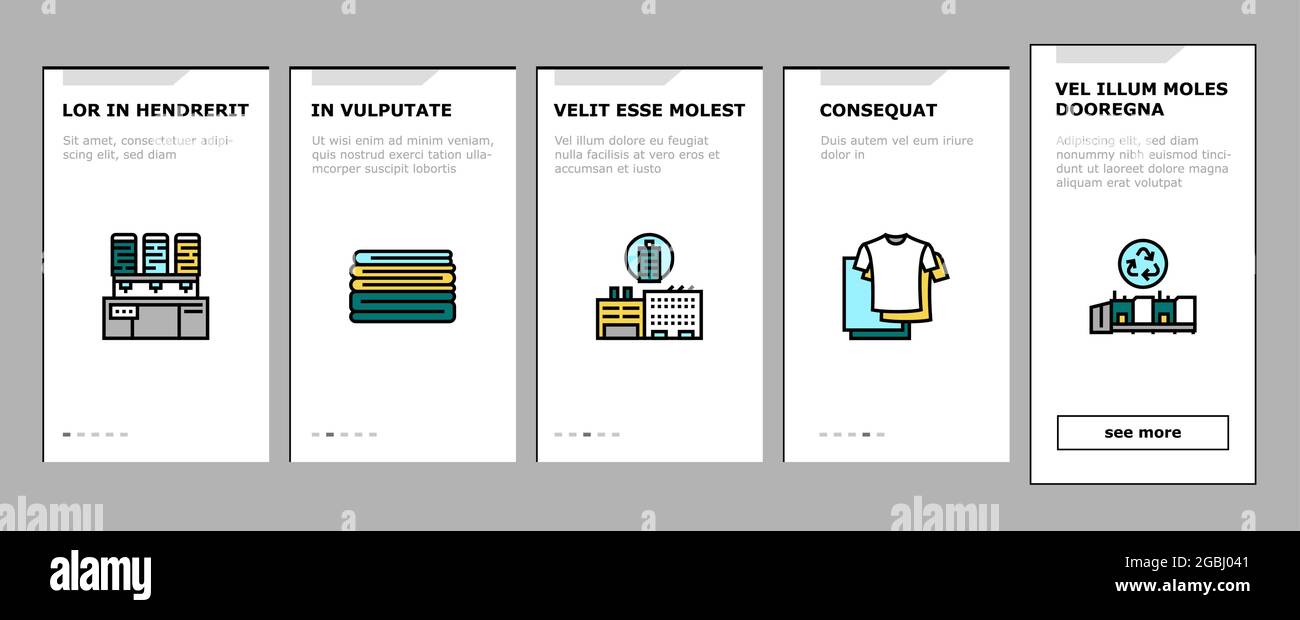 Textile Production Onboarding Icons Set Vector Stock Vector Image And Art