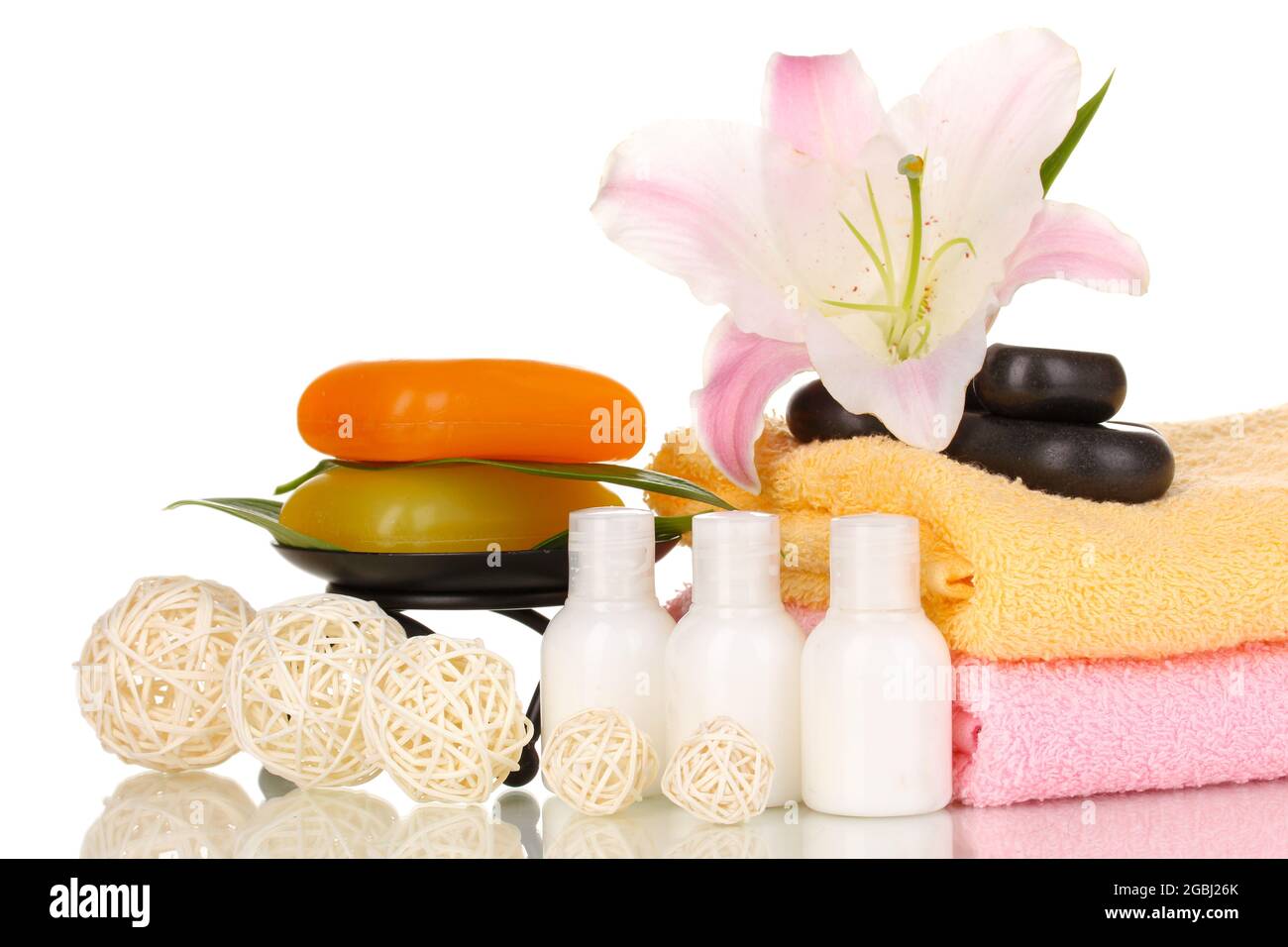 beautiful spa setting isolated on white Stock Photo - Alamy