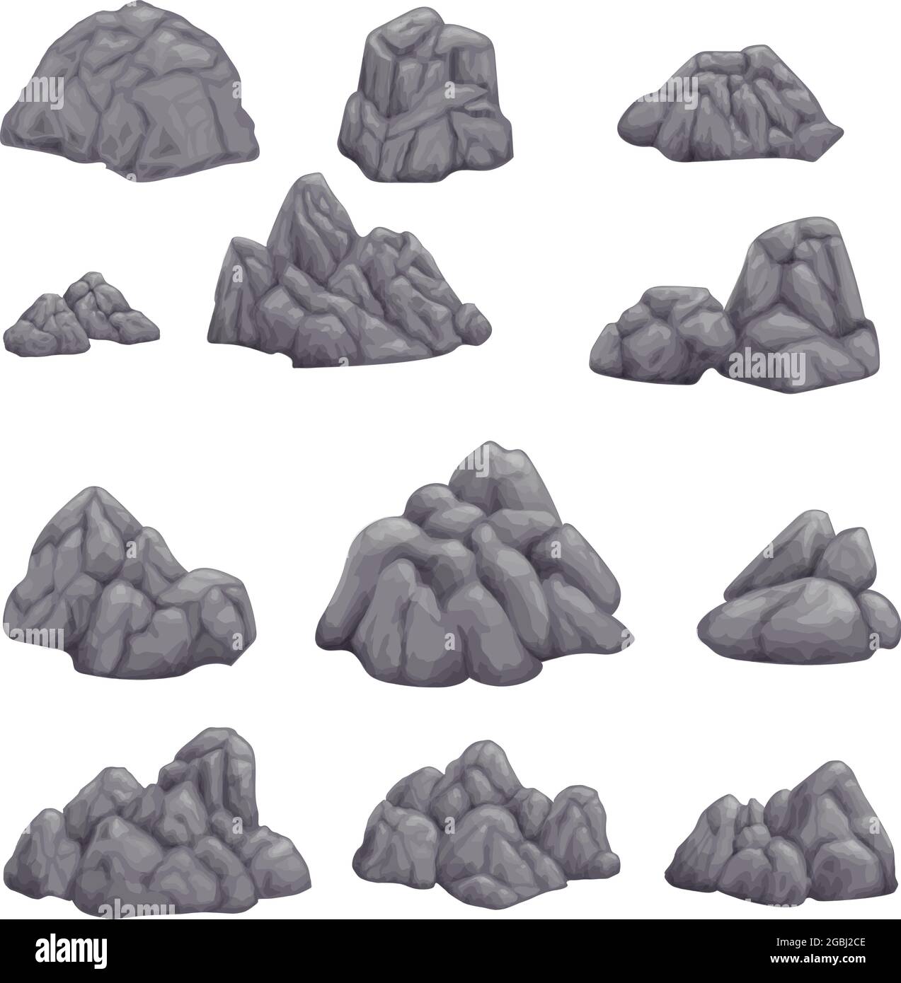 Rock elements Gray stone on white background isolated image Stock ...