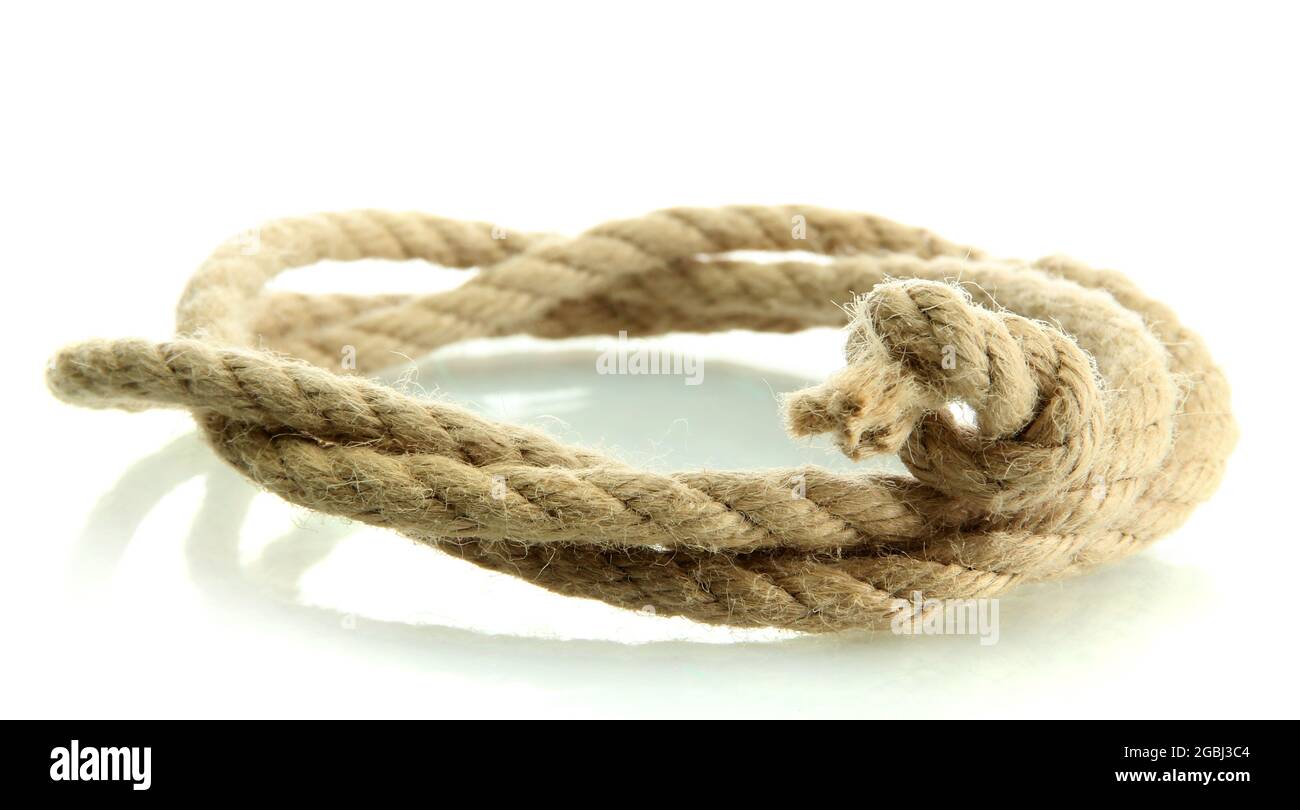 roll of rope with knot, isolated on white Stock Photo - Alamy
