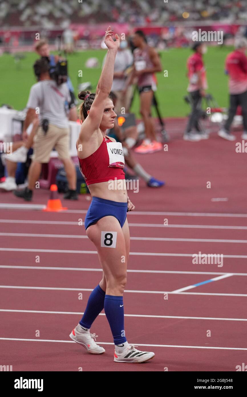 Czech Lada Vondrova in action during the women's 400-meter semifinal at ...