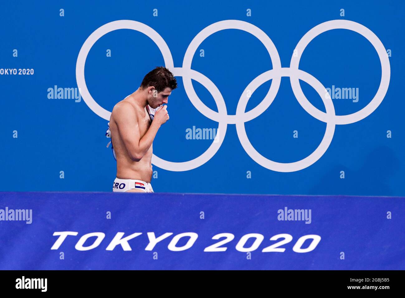 TOKYO, JAPAN - AUGUST 4: Loren Fatovic of Croatia disappointed defeat ...