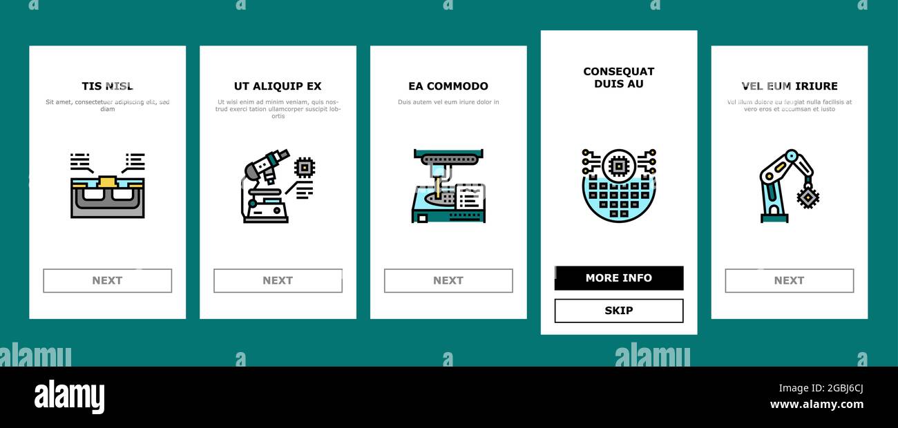 Semiconductor Manufacturing Plant Onboarding Icons Set Vector Stock