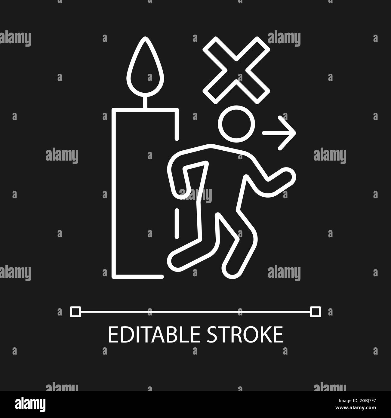 Unattended candle white linear manual label icon for dark theme Stock ...