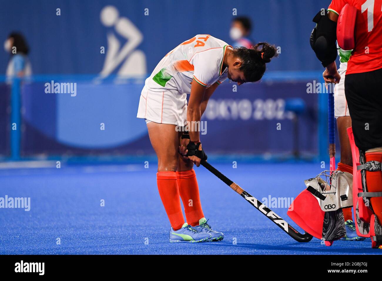Tokyo, Japan. 4th Aug, 2021. Udita of India reacts after the women's ...
