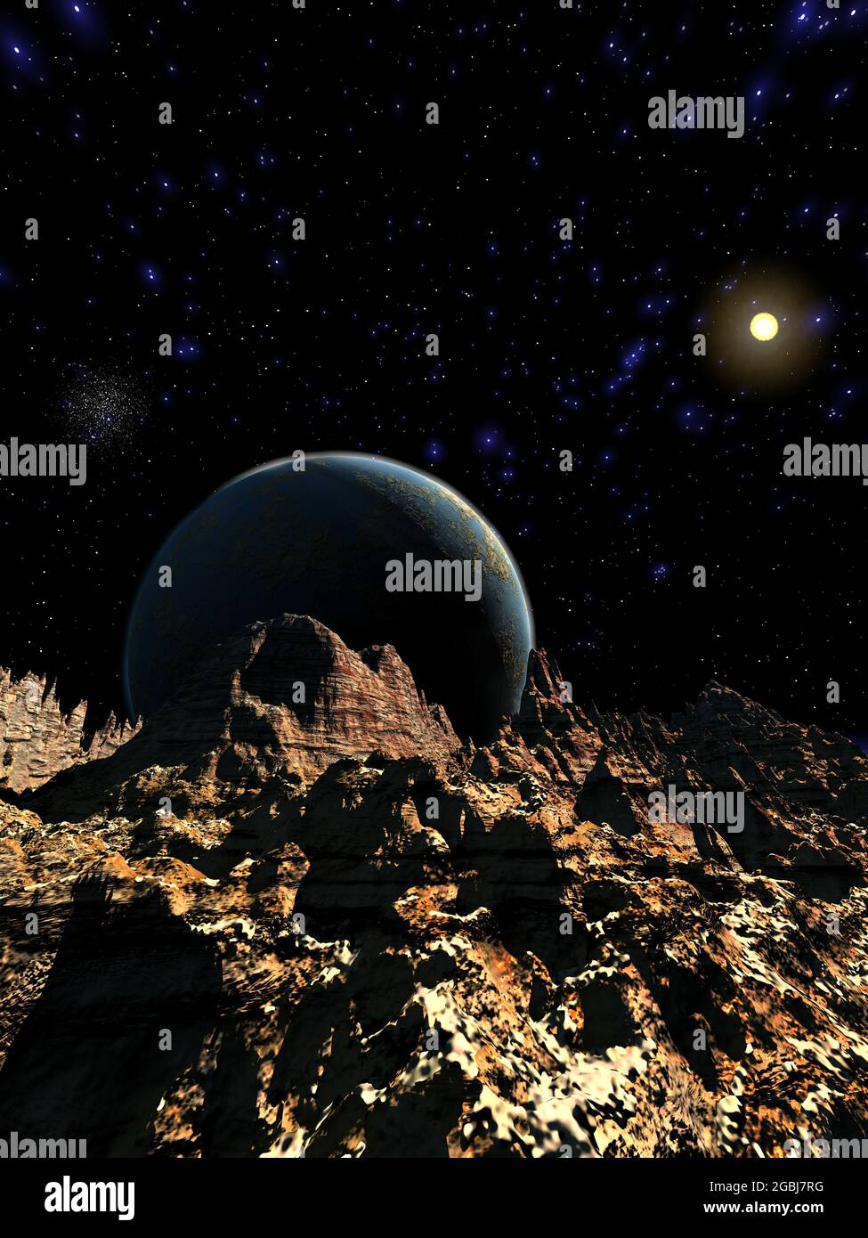 Artistic 3D Illustration Of A Cosmic Scene Stock Photo - Alamy