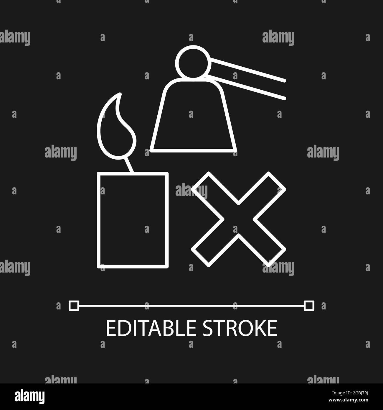 Flickering candle danger white linear manual label icon for dark theme ...