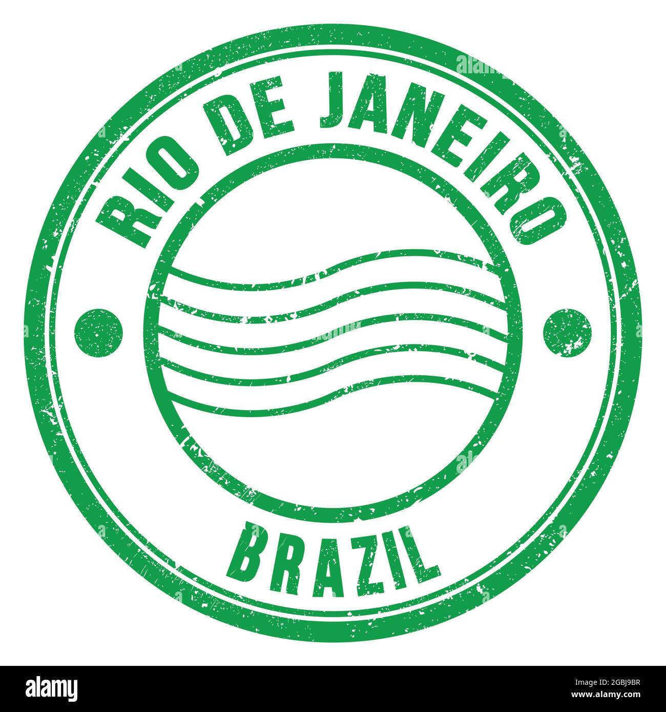 RIO DE JANEIRO - BRAZIL, words written on green round postal stamp ...