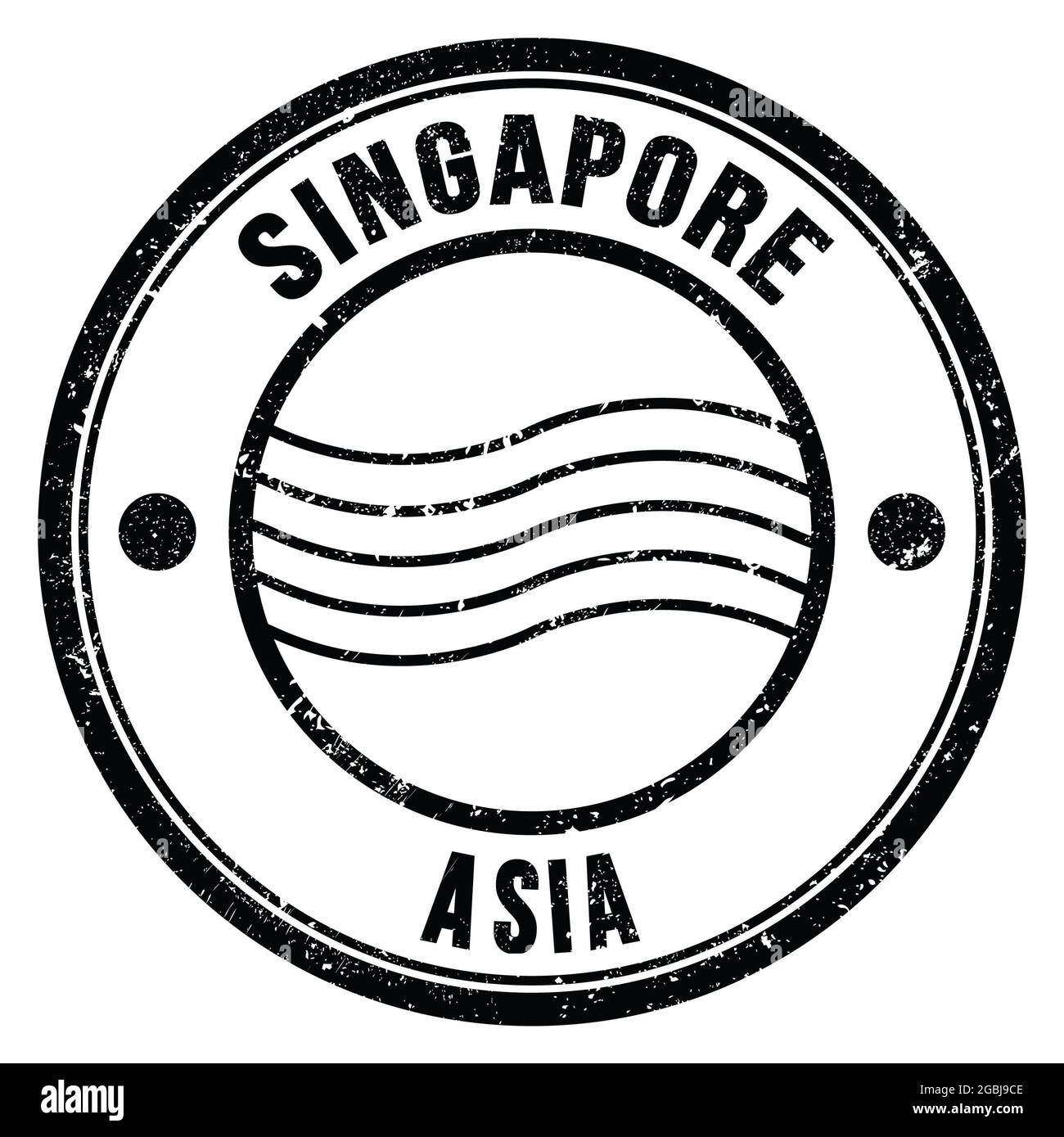 SINGAPORE - ASIA, words written on black round postal stamp Stock Photo ...