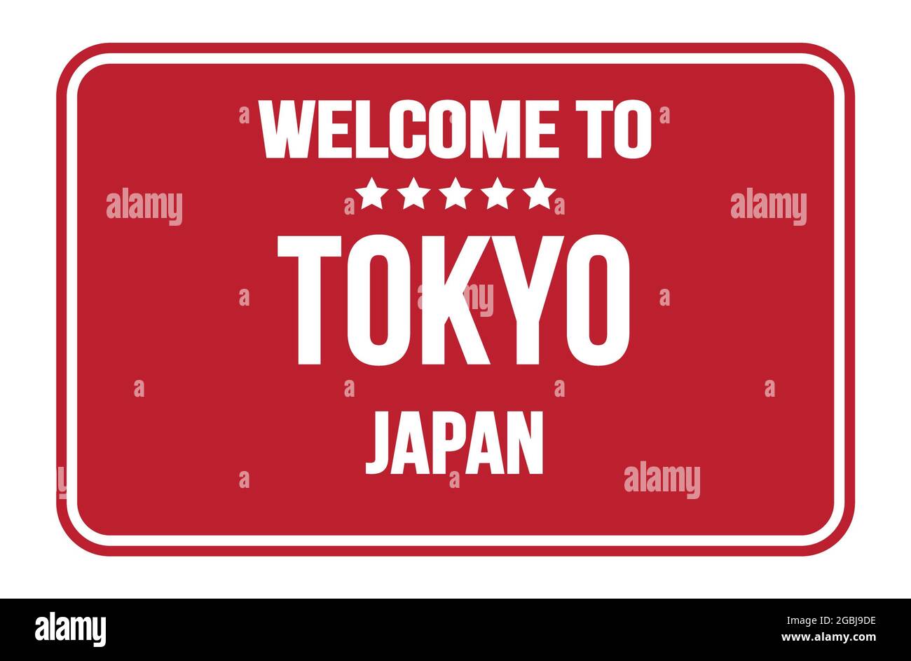 WELCOME TO TOKYO - JAPAN, on red rectangle street sign stamp Stock ...