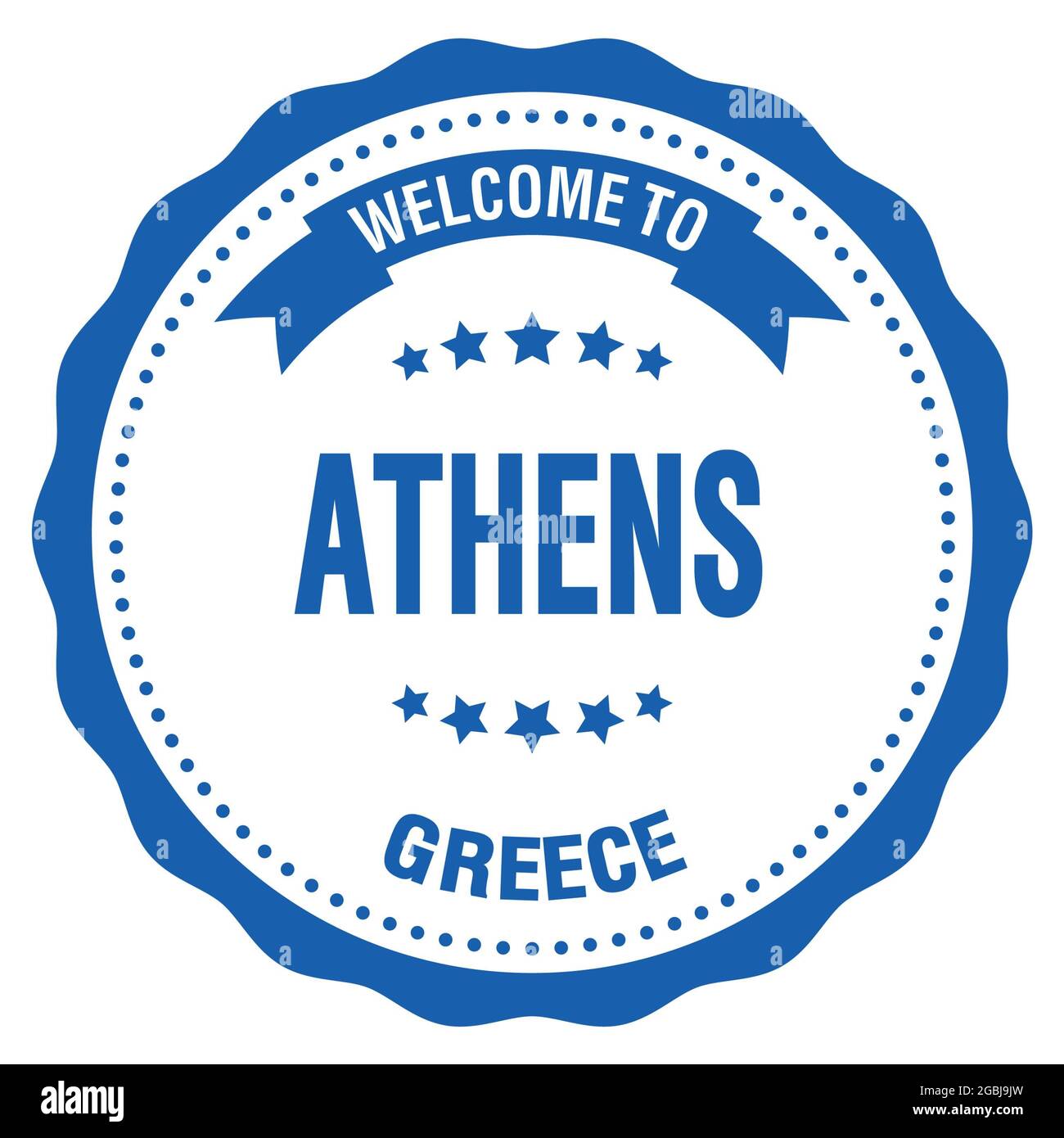 WELCOME TO ATHENS - GREECE, words written on greek blue round badge ...