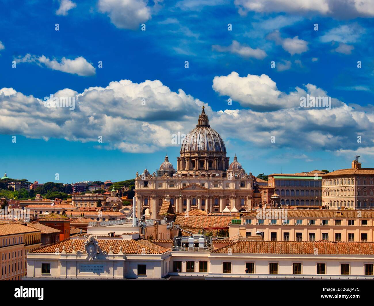 View From Castel Sant Angelo Over Historic Rome To The Vatican With The ...