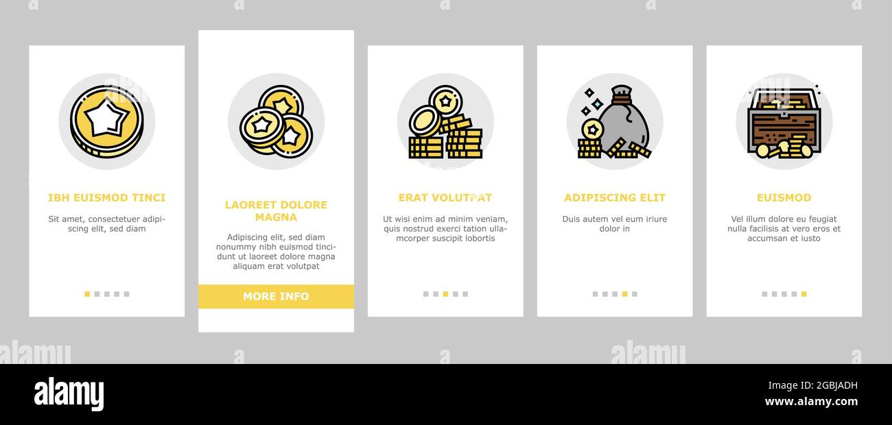 Currency Video Games Onboarding Icons Set Vector Stock Vector Image ...