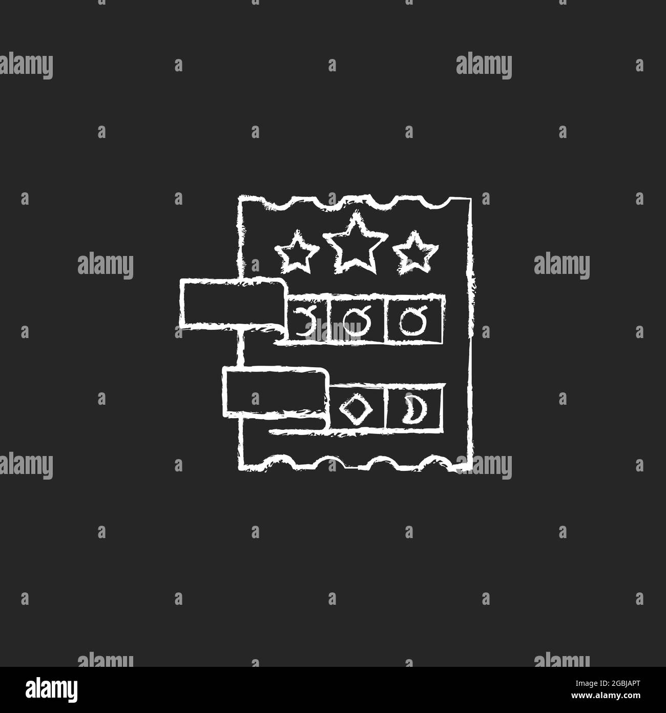 Break open lottery ticket chalk white icon on dark background Stock ...