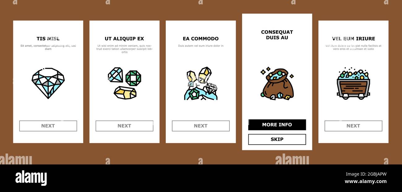 Currency Video Games Onboarding Icons Set Vector Stock Vector Image ...