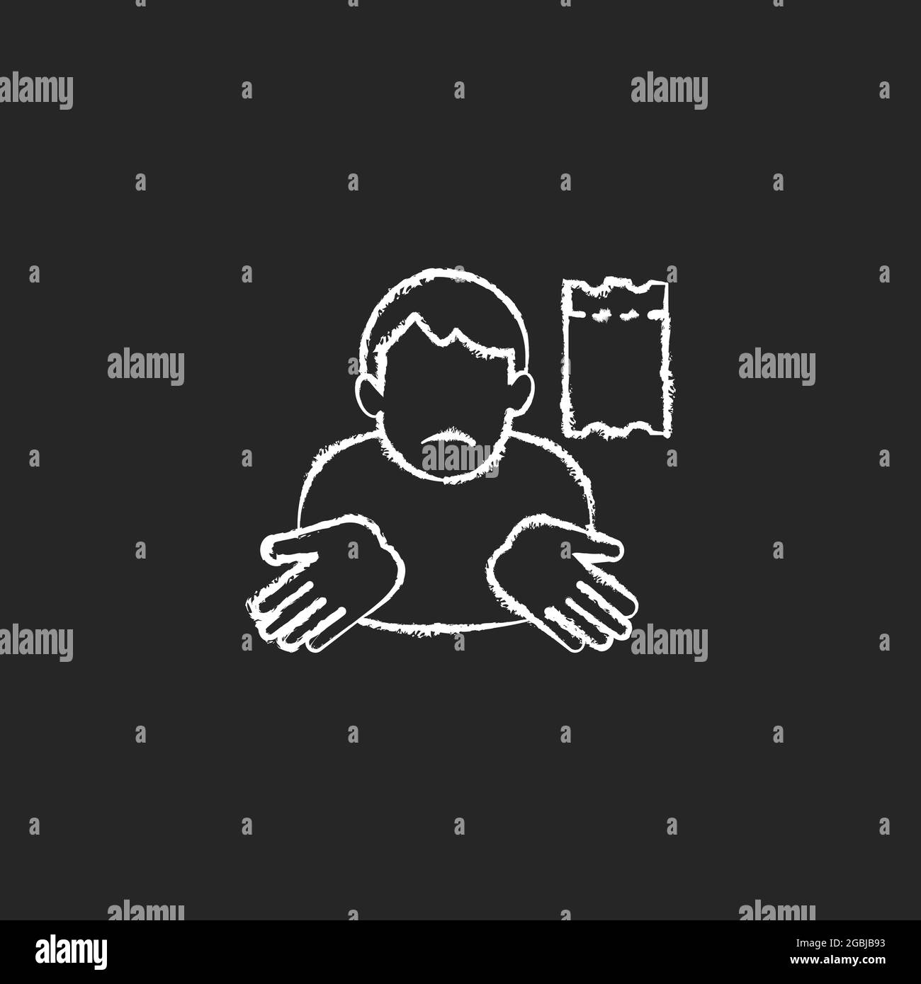 Winning lottery ticket loss chalk white icon on dark background ...