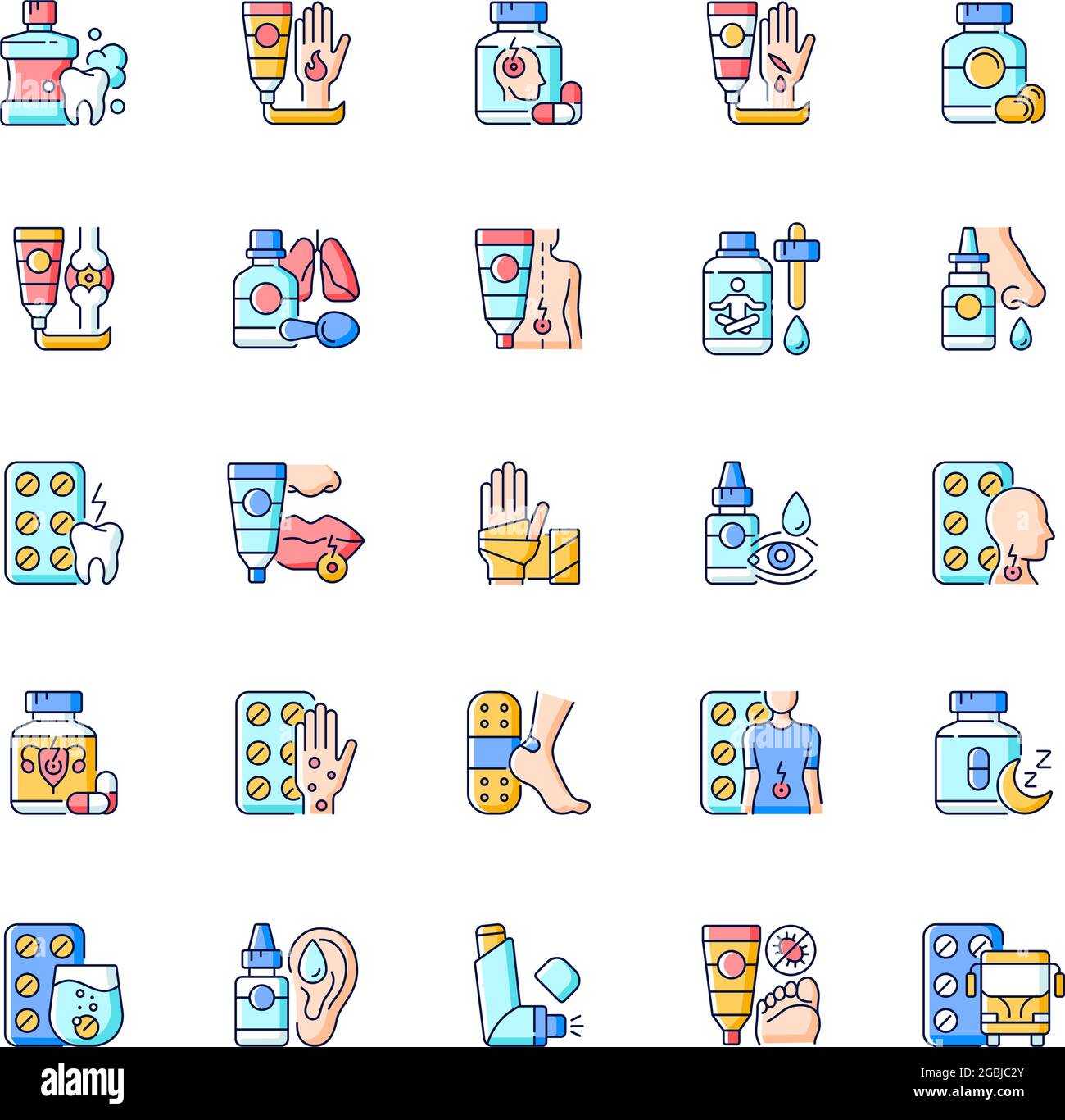 Medical treatment RGB color icons set Stock Vector Image & Art - Alamy