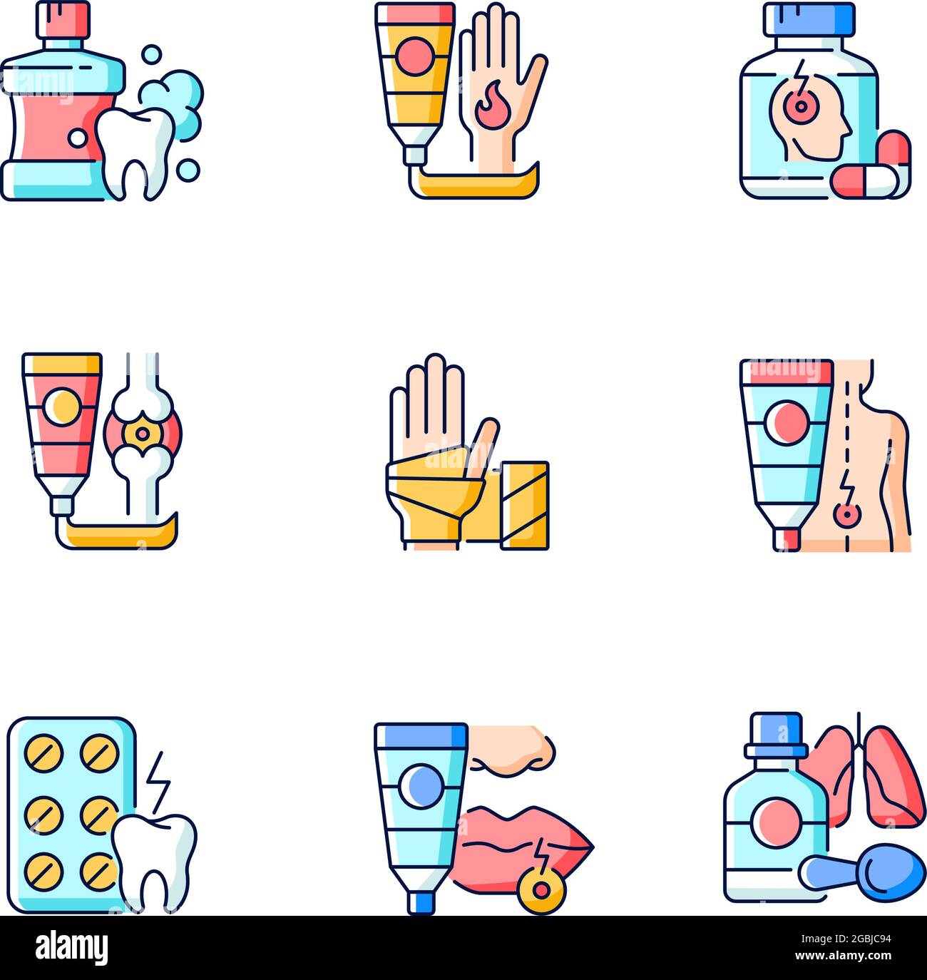 First aid bag RGB color icons set Stock Vector Image & Art - Alamy