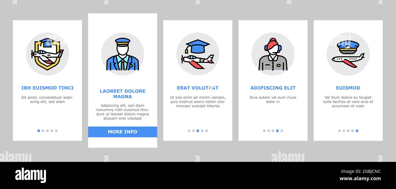 Flight School Educate Onboarding Icons Set Vector Stock Vector Image ...