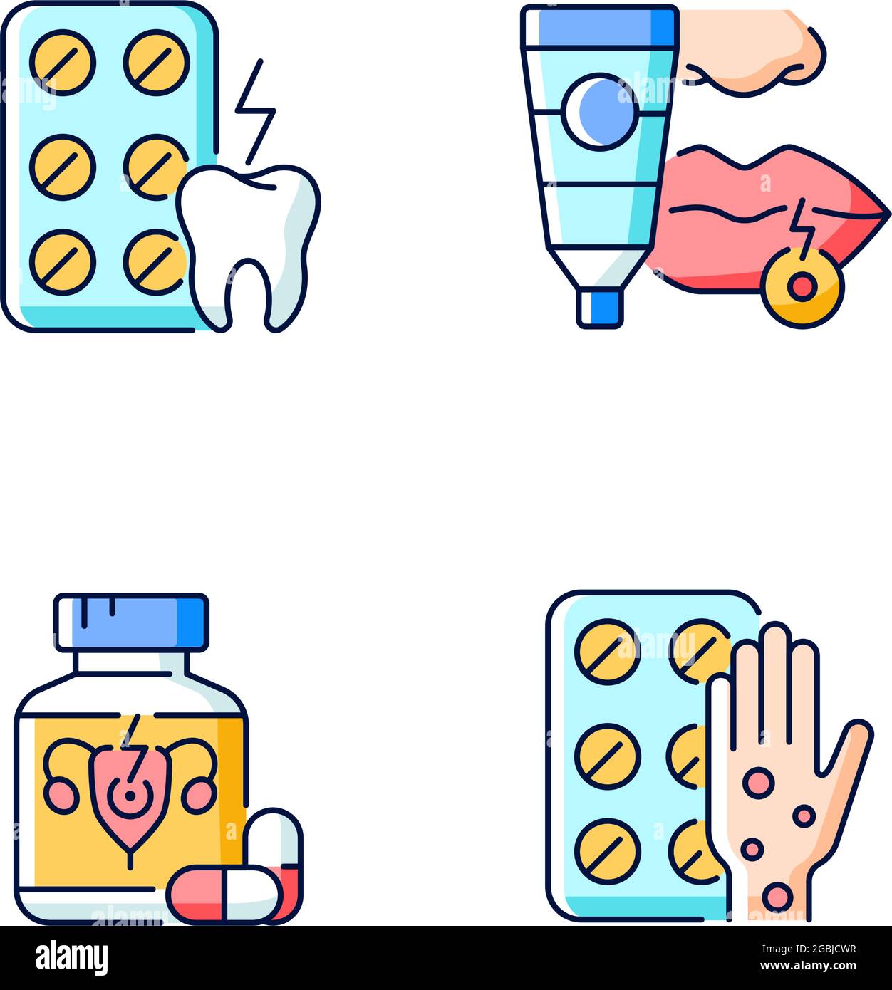Disease treatment RGB color icons set Stock Vector Image & Art - Alamy