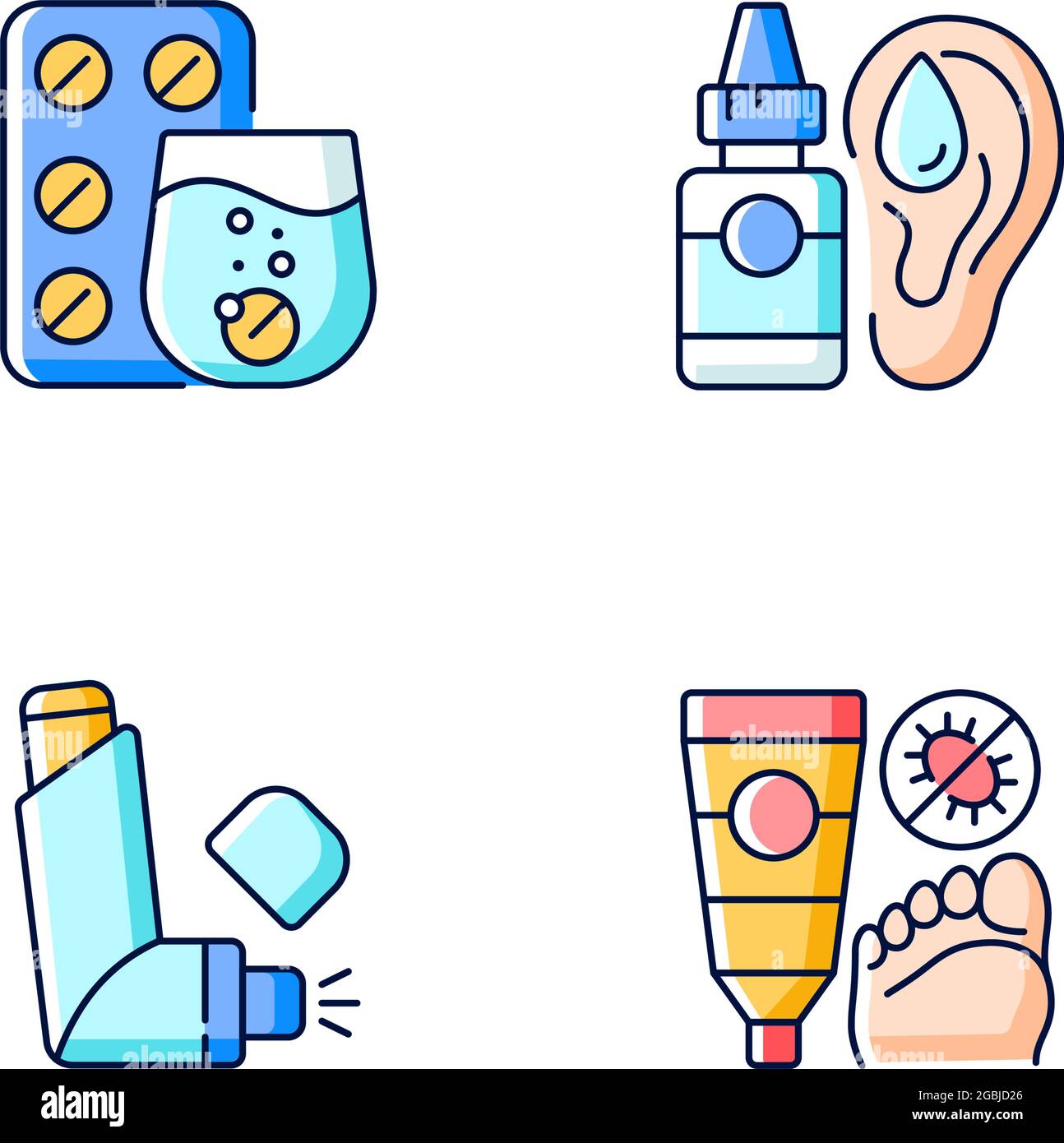 Improving disease symptoms RGB color icons set Stock Vector Image & Art ...