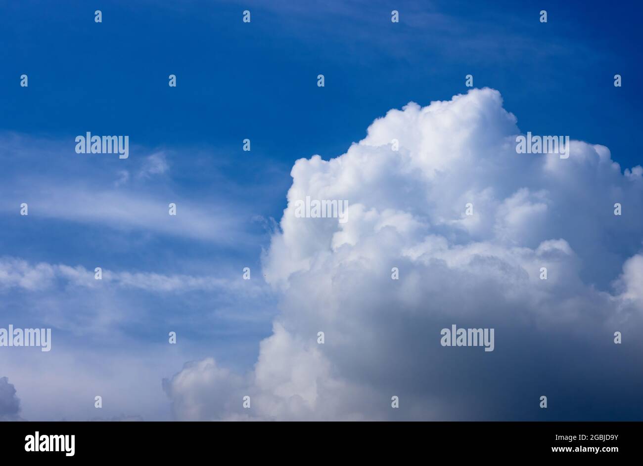 Dramatic clean blue sky with frozen white clouds Stock Photo - Alamy