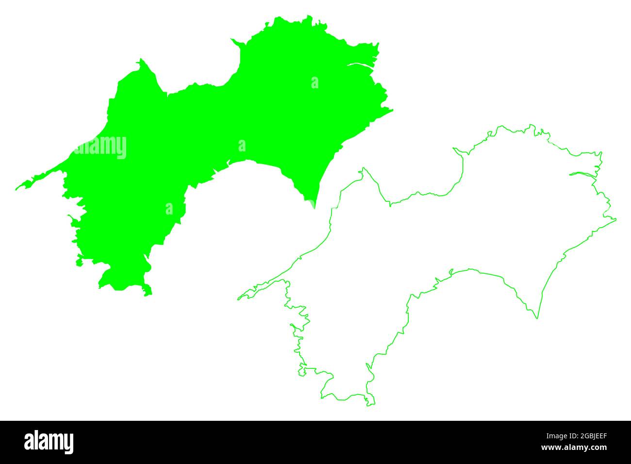 Shikoku island (Japan, East Asia, Japanese archipelago) map vector ...