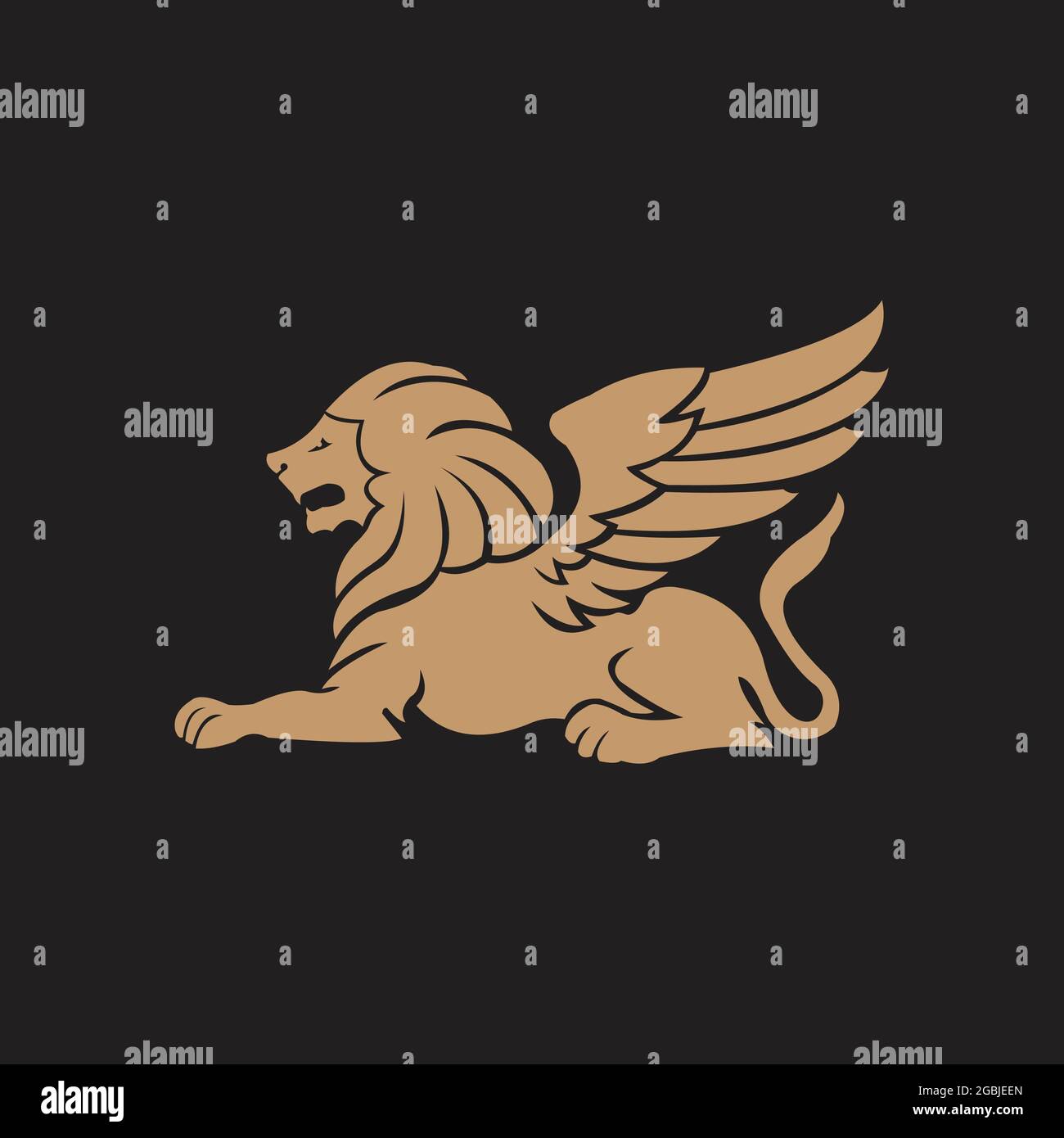 winged lion sit logo exclusive design inspiration Stock Vector Image ...