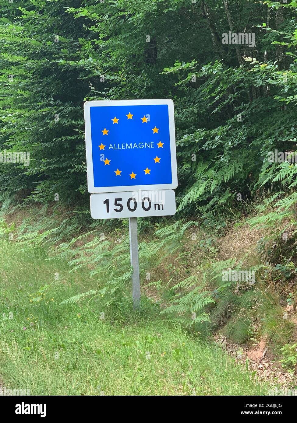 Road sign Germany European Union border crossing Stock Photo - Alamy