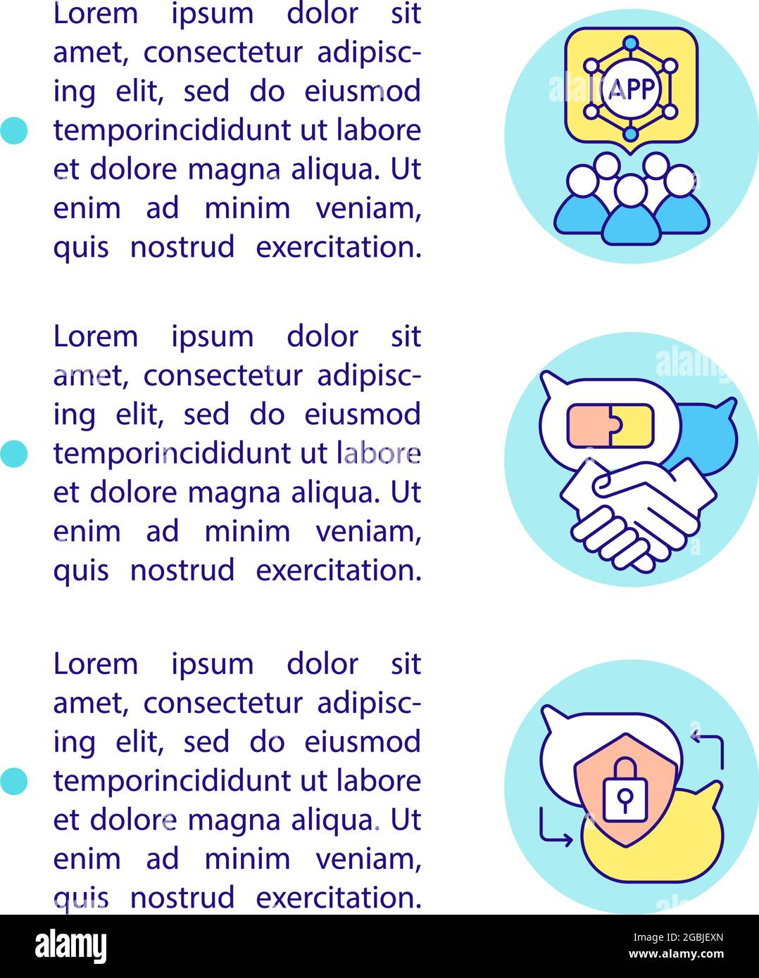 App for safe chatting concept line icons with text. PPT page vector ...