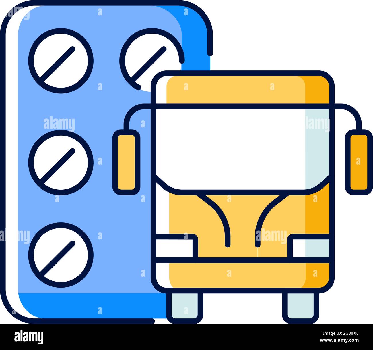 Pills for motion sickness RGB color icon. Nausea and vomiting reducing ...