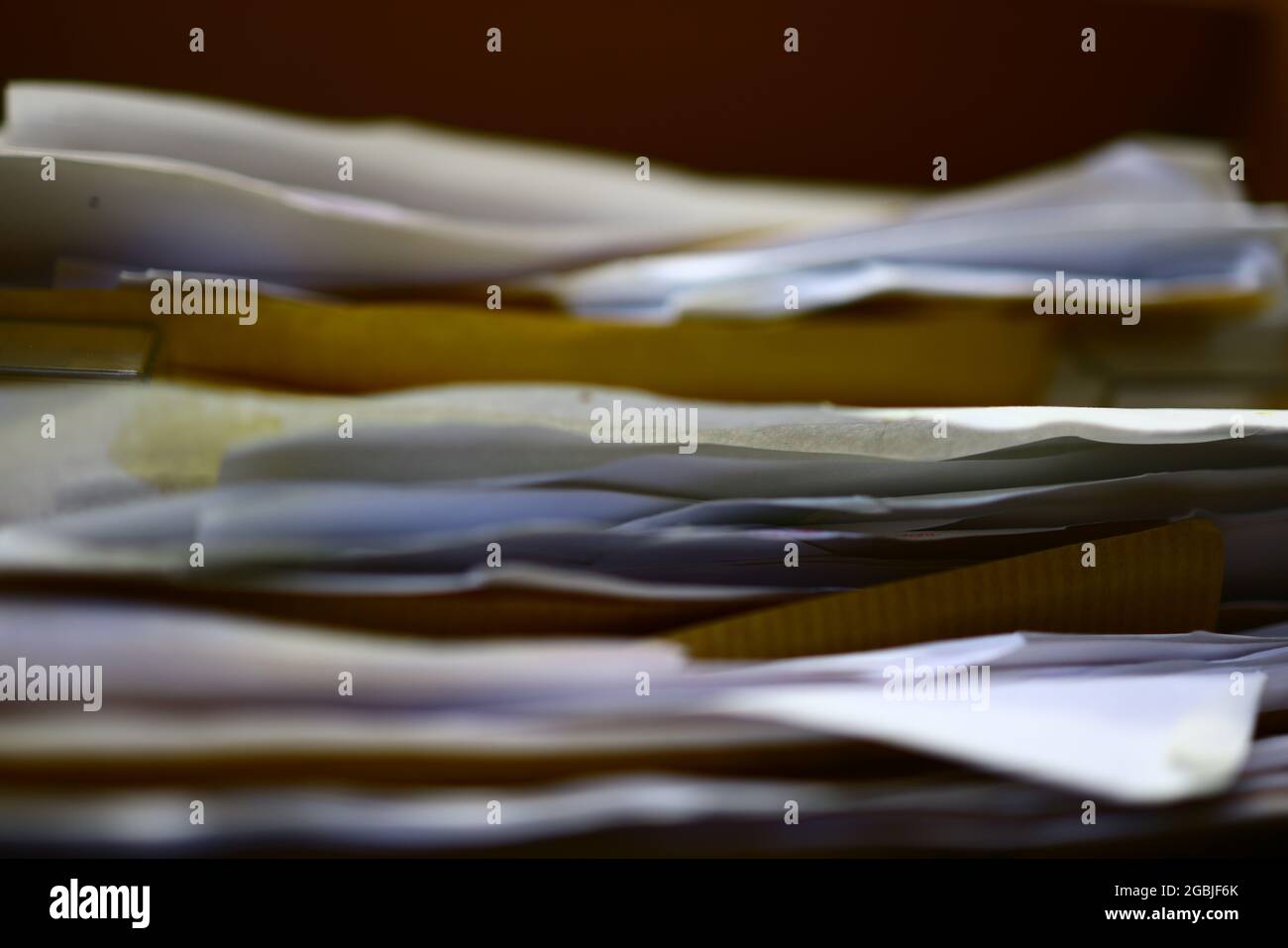 Old Papers In A Drawer In The Archive Close Up Stock Photo - Alamy