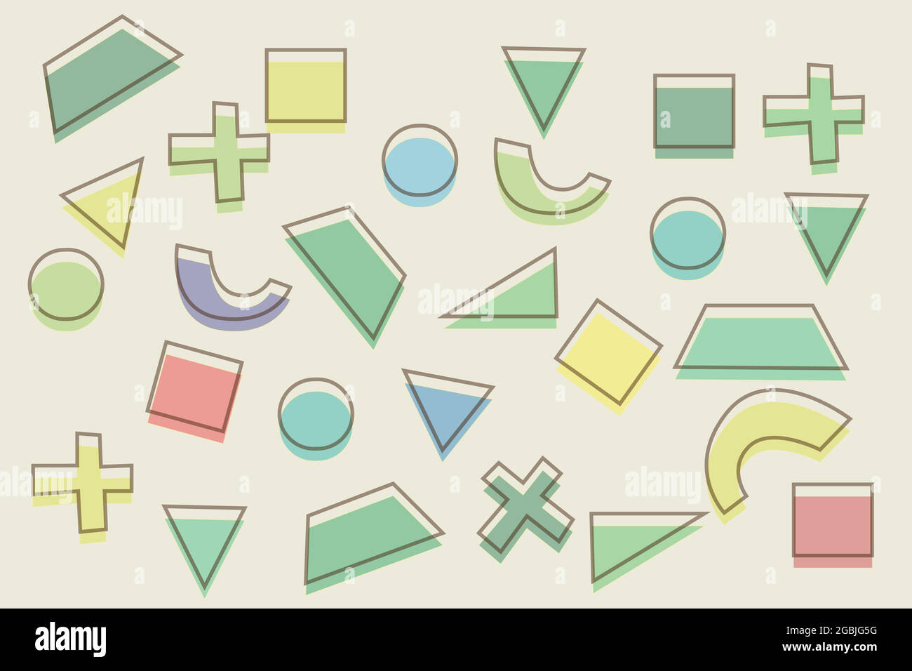 Seamless abstract pattern, flat vector of geometric colorful shapes and ...