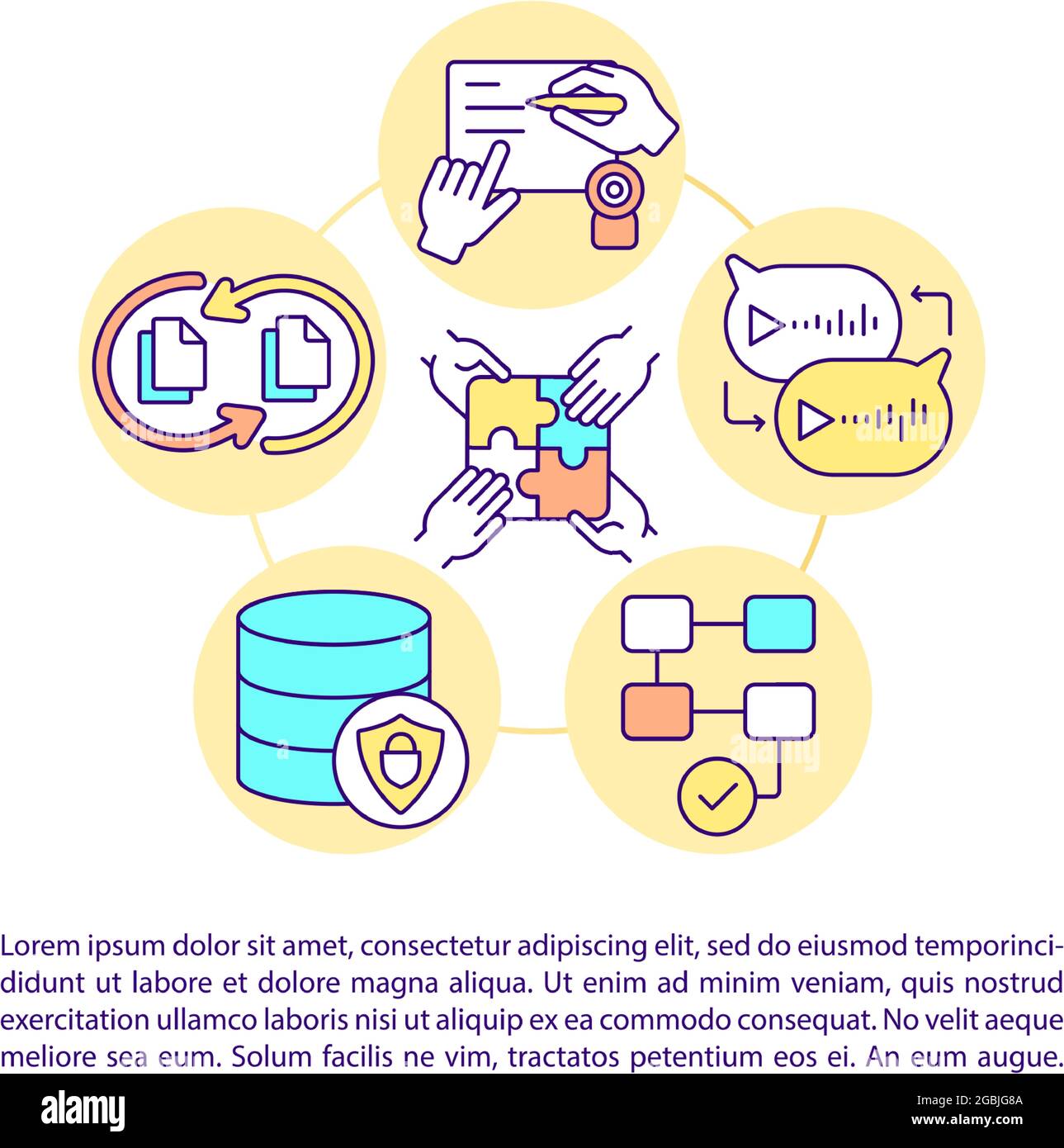 Online software for collaboration concept line icons with text. PPT ...