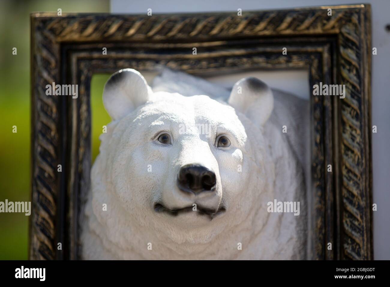 Plaster sculpture of a polar bear in a picture frame Stock Photo - Alamy