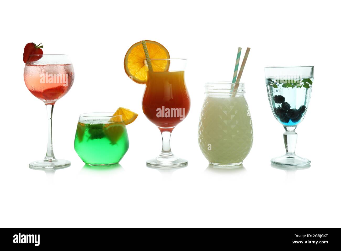 Different summer cocktails isolated on white background Stock Photo - Alamy