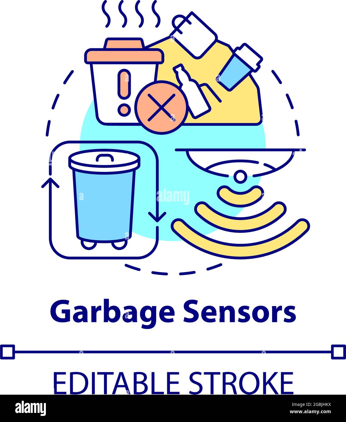 Garbage sensors concept icon. Waste control and management abstract ...