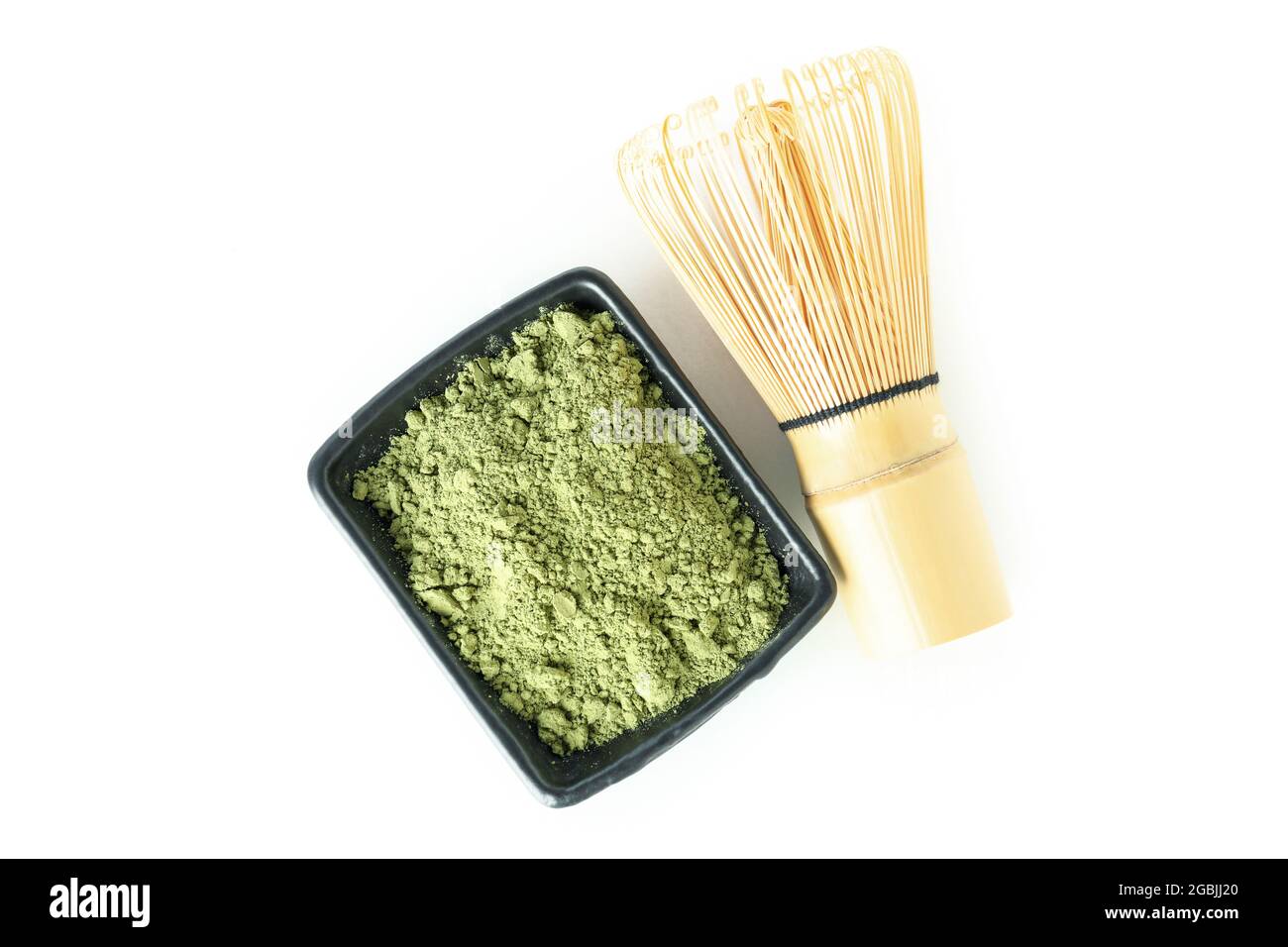 Matcha green powder isolated on white background Stock Photo - Alamy