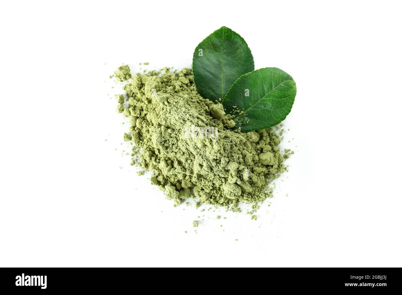 Matcha green powder isolated on white background Stock Photo - Alamy