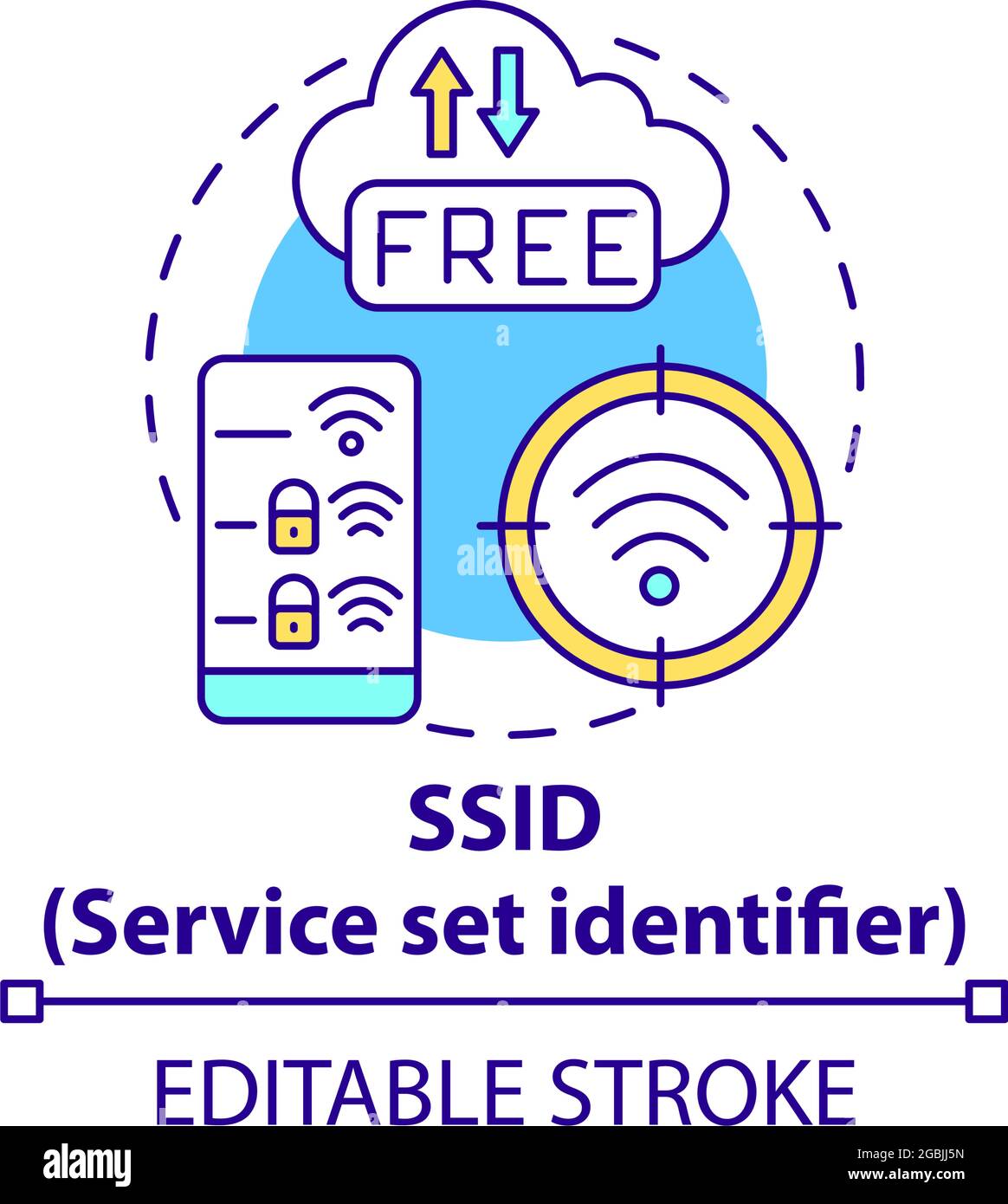 Service set identifier concept icon. Network unique name abstract idea ...