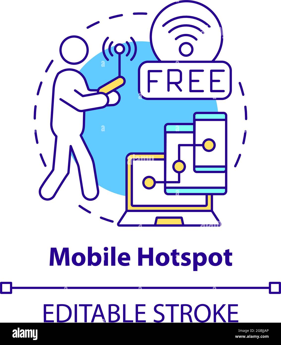 Mobile hotspot concept icon. Share mobile connection abstract idea thin ...
