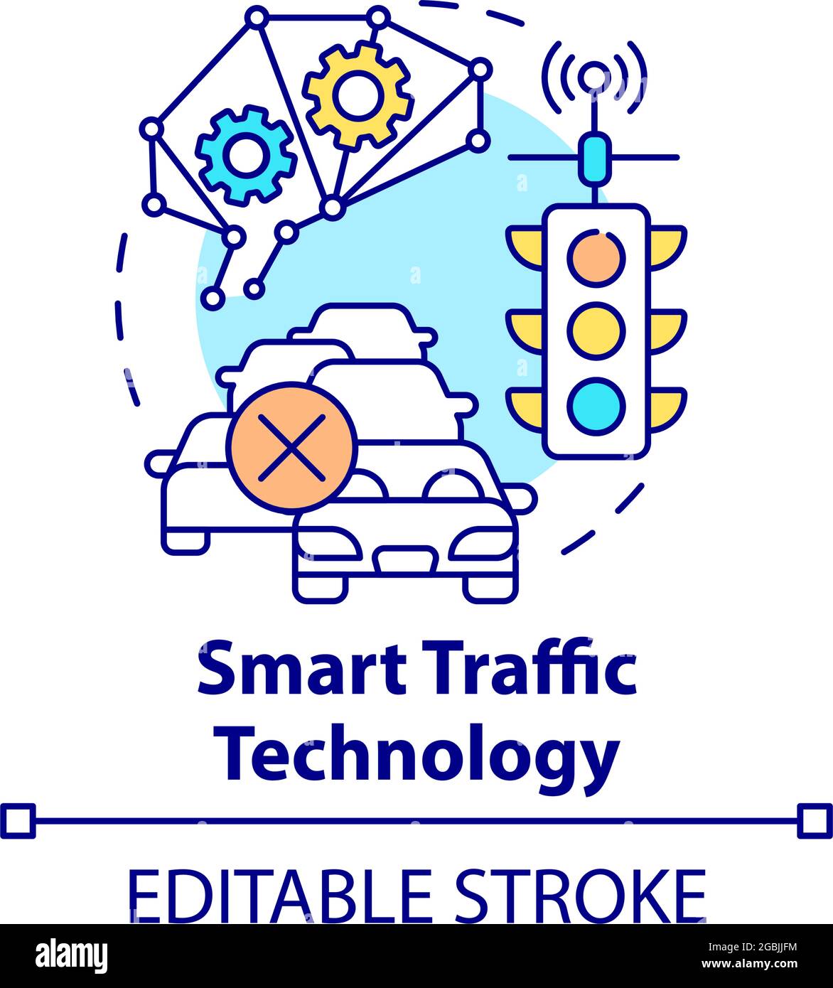 Smart traffic technology concept icon. Driving control system abstract ...