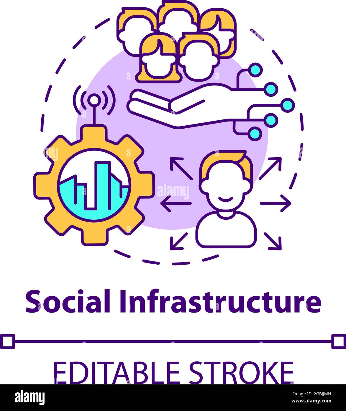 Social infrastructure concept icon. Improve city life abstract idea ...