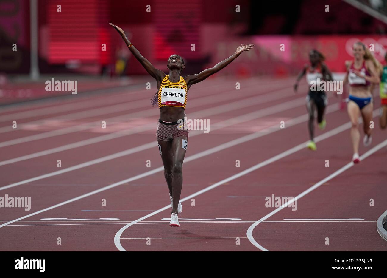 Tokyo, Japan, 04/08/21, August 4, 2021: Peruth Chemutai winning 3000 ...