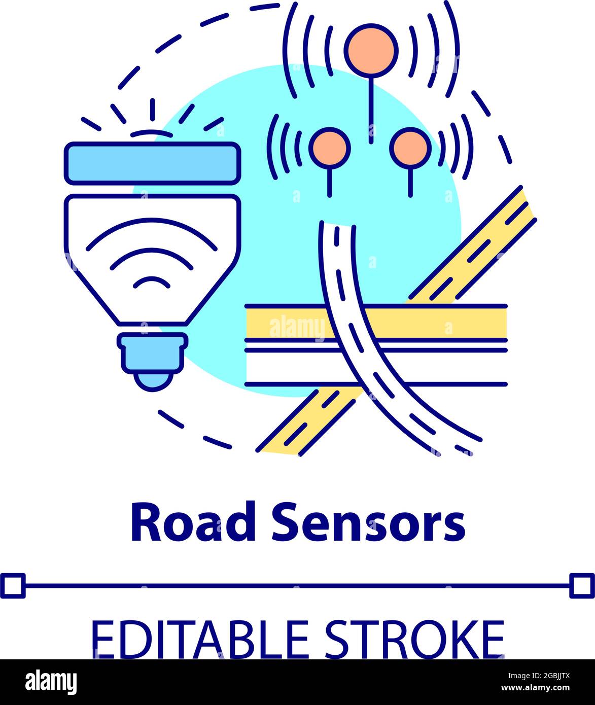 Road sensors concept icon. Driveway control system abstract idea thin ...