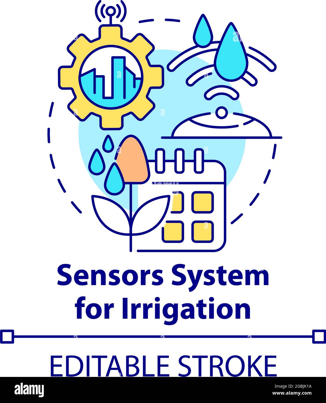 Sensor system for irrigation concept icon. Automatic plants watering ...